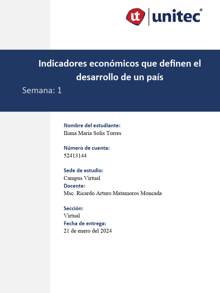S1.Indicadores Económicos Que Definen El Desarrollo de Un País Iliana ...