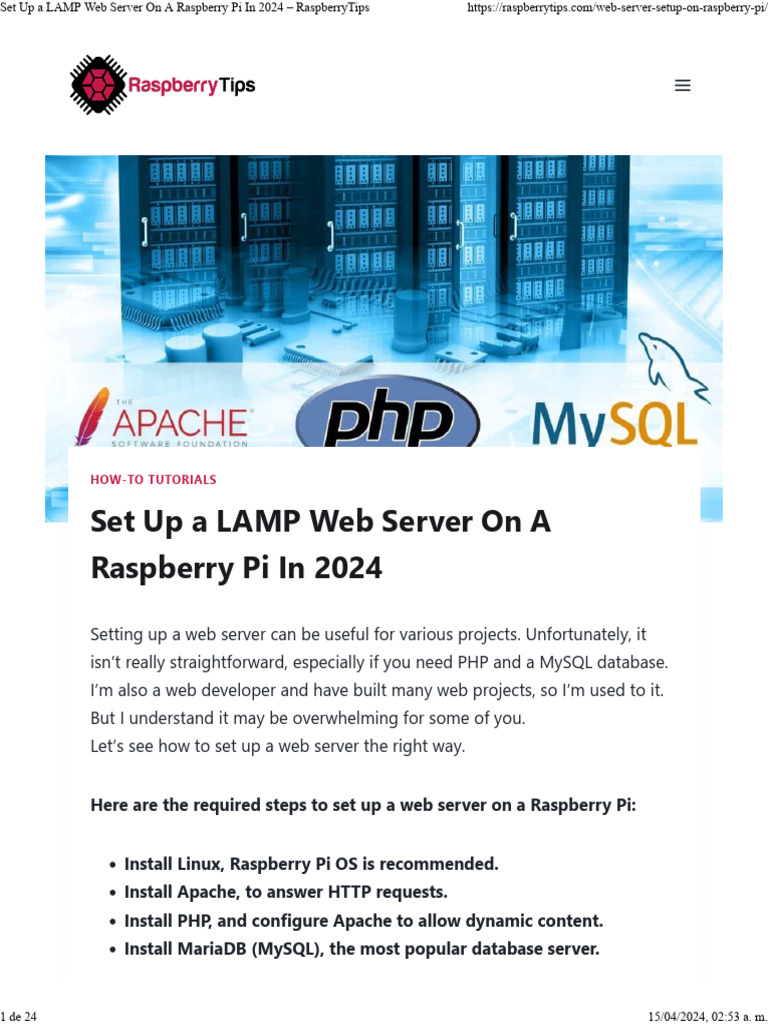 Set Up A LAMP Web Server On A Raspberry Pi in 2024 - RaspberryTips | PDF | World Wide Web ...