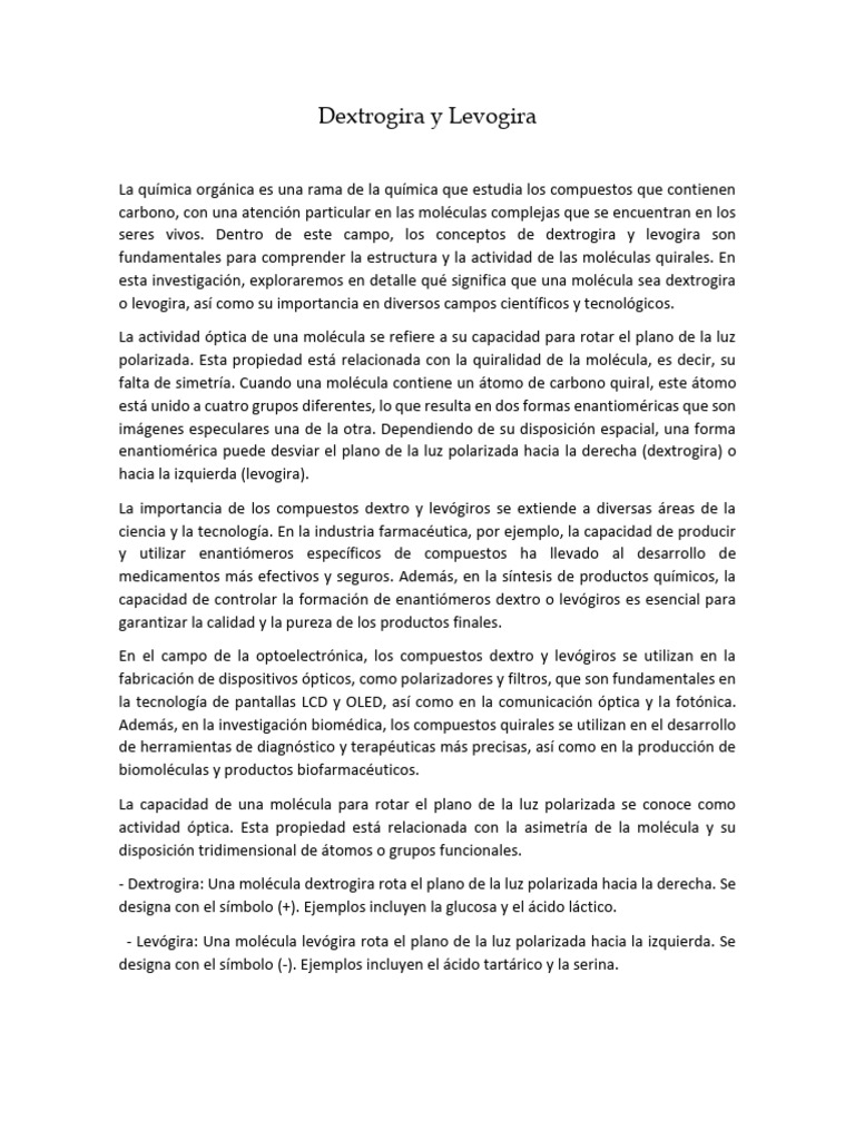 Dextrogira y Levogira | Descargar gratis PDF | Chiralidad (Química ...
