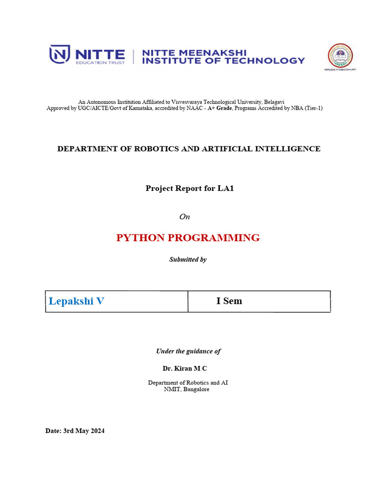 Rac La1 Python Pdf Python Programming Language Class Computer 5006