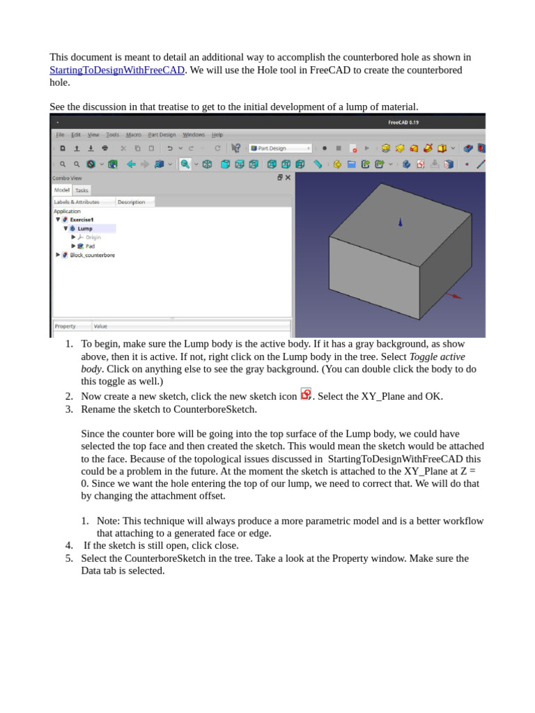 FreeCAD Counterbored Hole Guide | PDF | Teaching Methods & Materials ...