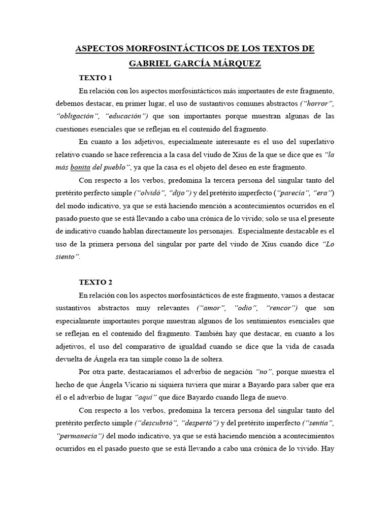 Aspectos de Marquez | PDF | Verbo | Adjetivo