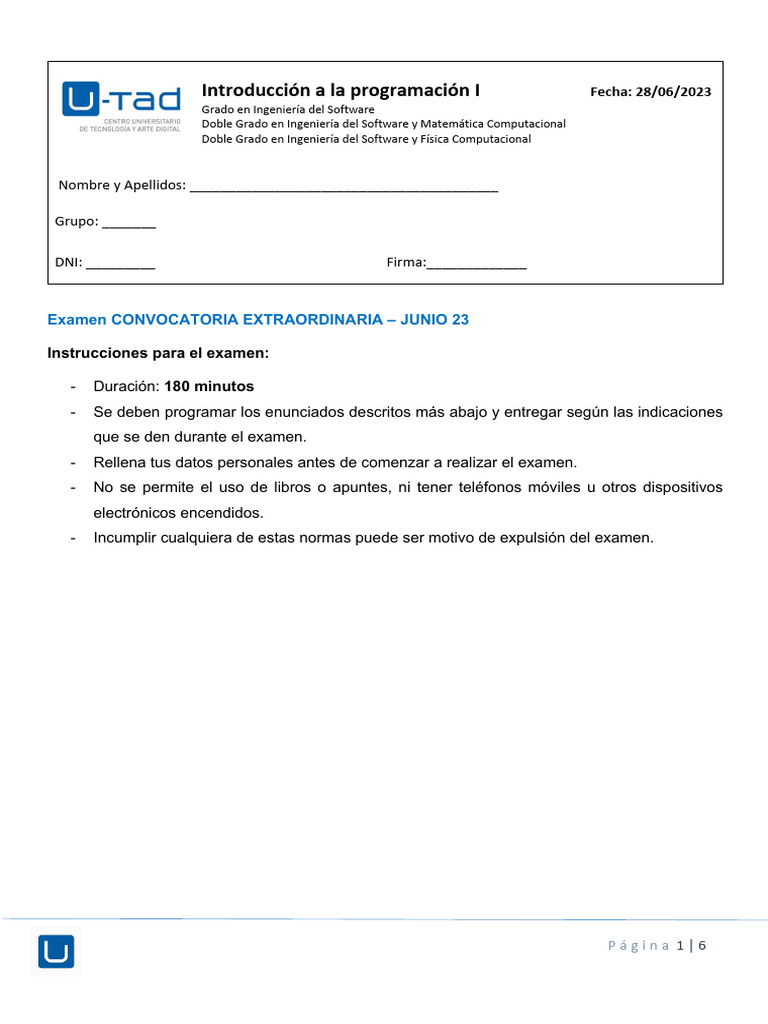 PRG1 ExExtraordinario Junio 2023 v6 | PDF | Contraseña | Informática