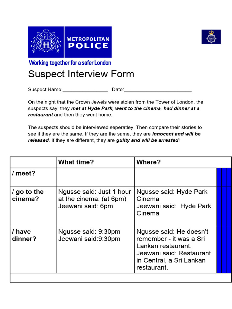 Police Interview Transcript Example | PDF