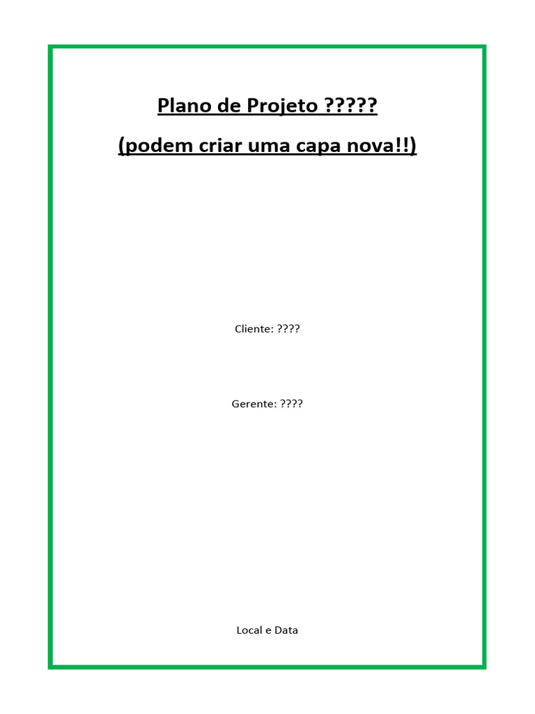 Modelo de Plano de Projeto | PDF