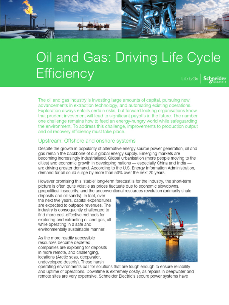Schneider Electric Oil and Gas Driving Life Cycle Efficiency Essay ...