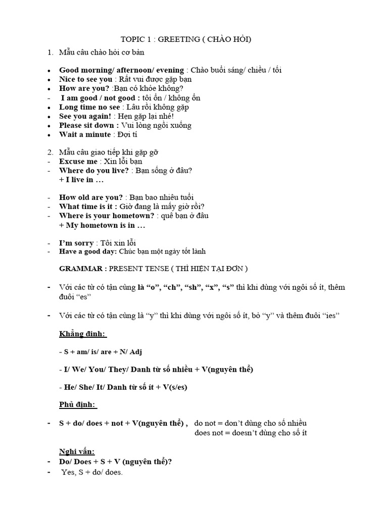 Topic 1 Greeting | PDF