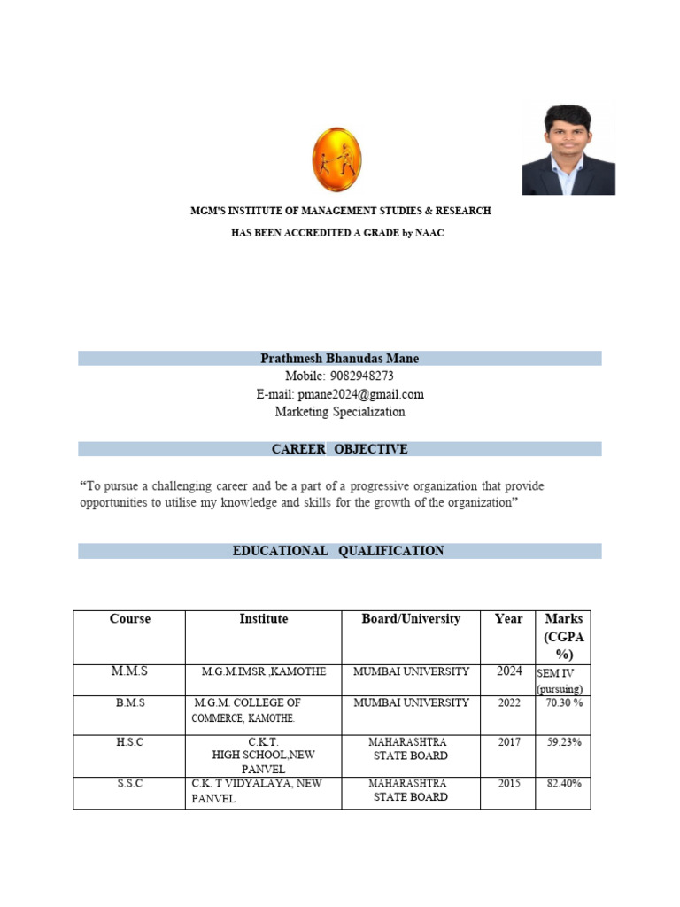 Prathmesh Mane Marketing Reume Removed | PDF