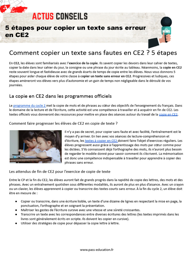 Copier un texte sans erreur en CE2 | PDF