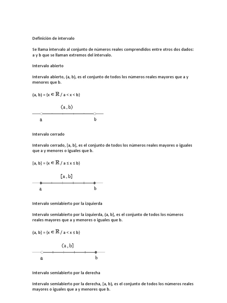 Definición y tipos de intervalos | PDF | Intervalo (Matemáticas ...