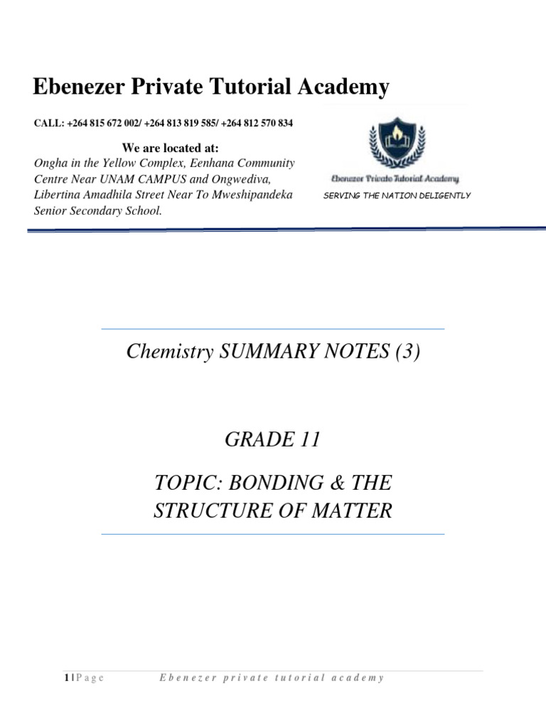 Bonding & Structure of Matter. Note 3 | PDF | Ion | Ionic Bonding