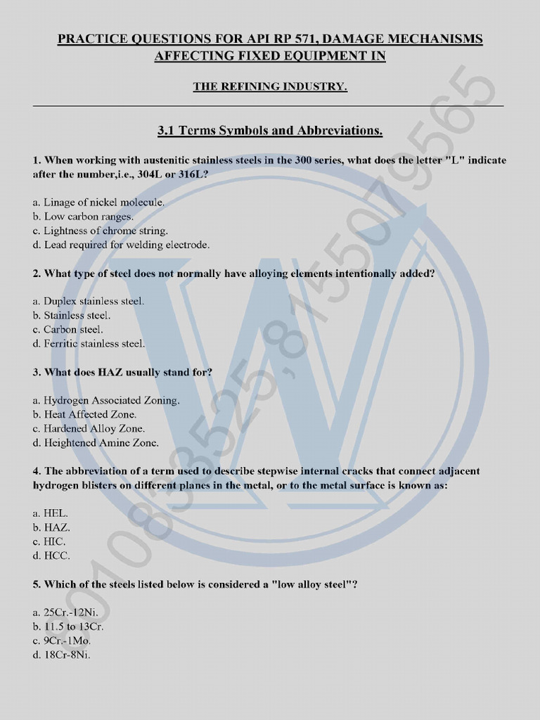API 571 Practice Tests | PDF