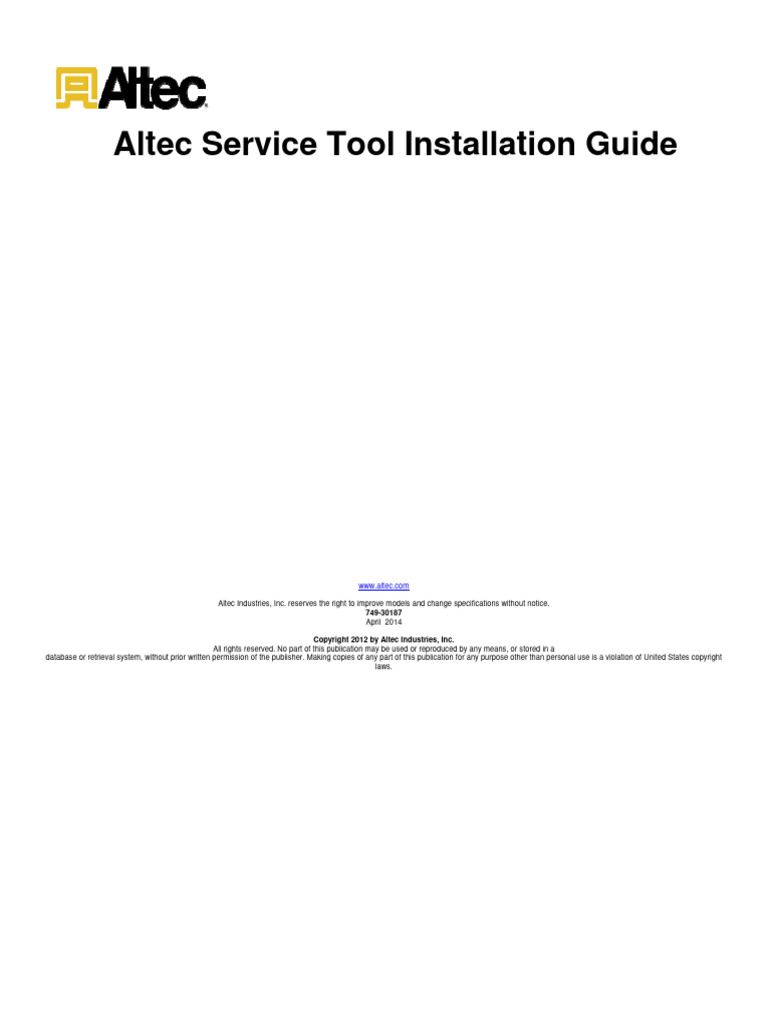 Altec Service Tool Manual | PDF | Installation (Computer Programs ...
