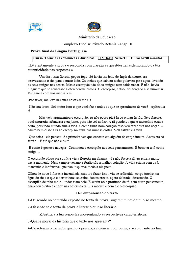 Prova Final Da 11 CEJ | Download grátis PDF | Sapo