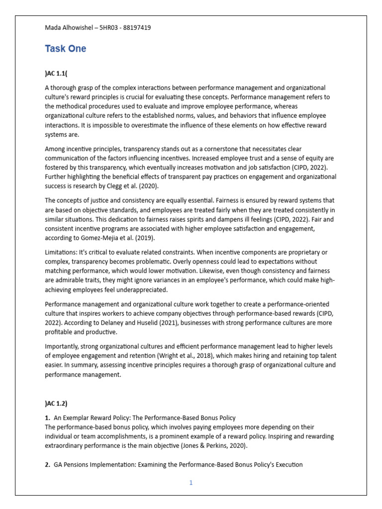 5HR03-Resubmission-Mada Alhowishel 2.4 | PDF | Incentive | Motivation
