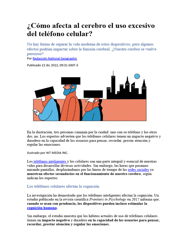 Efectos del uso excesivo del celular en el cerebro | PDF | Teléfonos ...