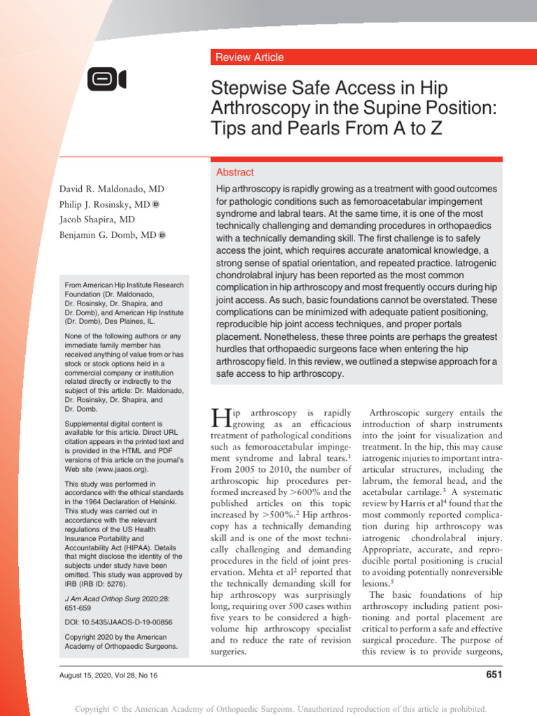 Stepwise Safe Access in Hip Arthroscopy in The.1 | PDF | Surgery