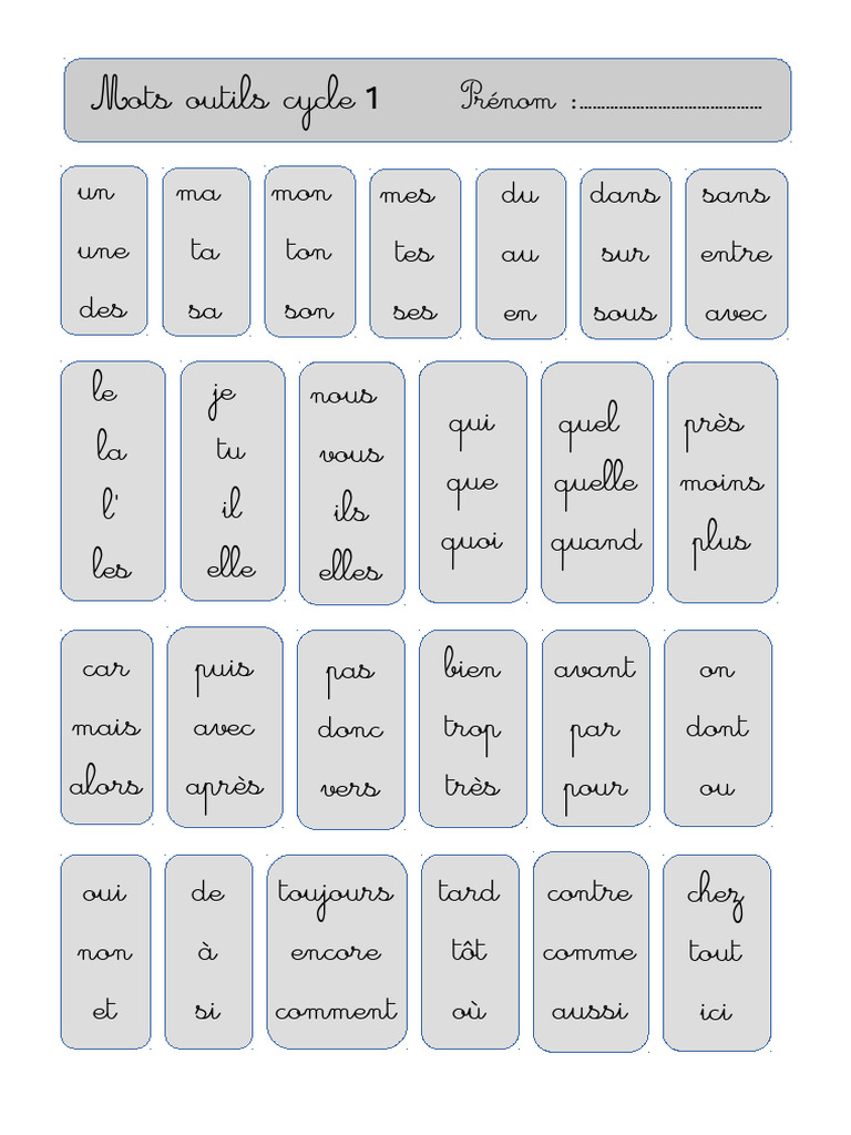 Liste de Mots Outils | PDF | Arts du langage et discipline