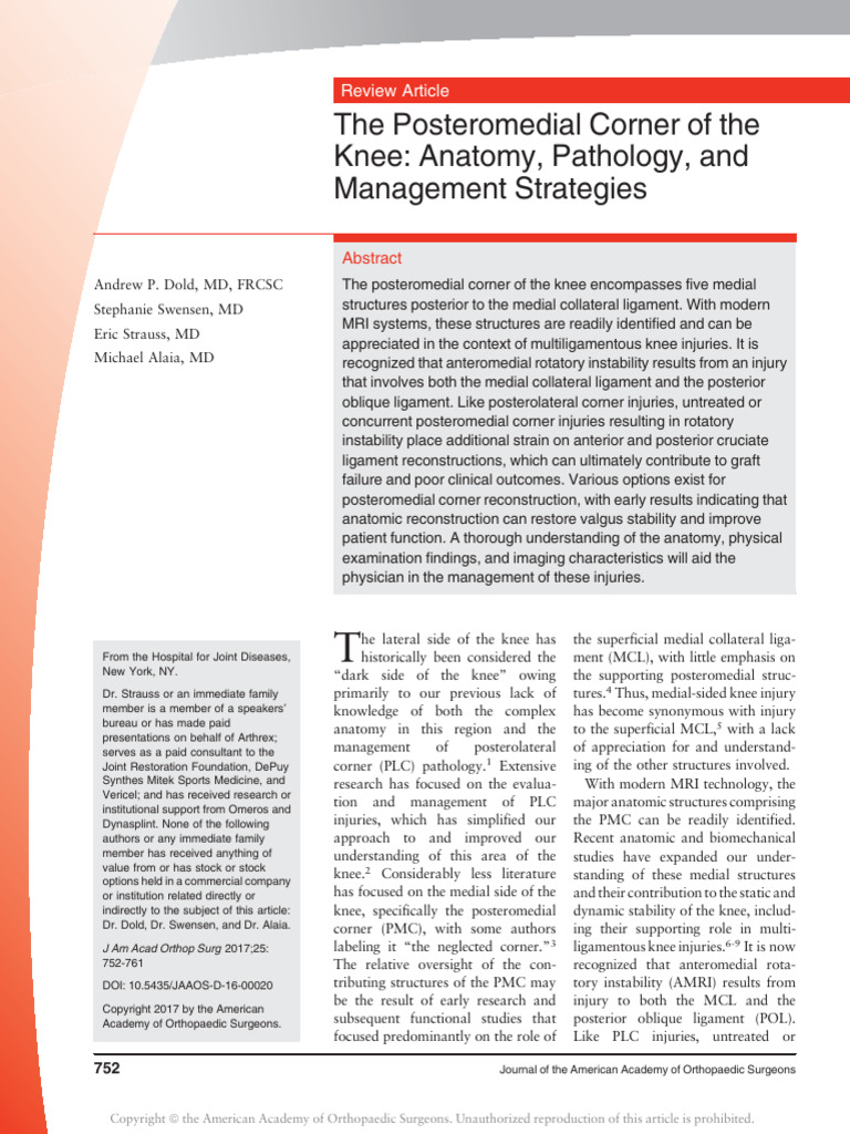 The Posteromedial Corner of The Knee Anatomy,.4 | PDF | Knee ...