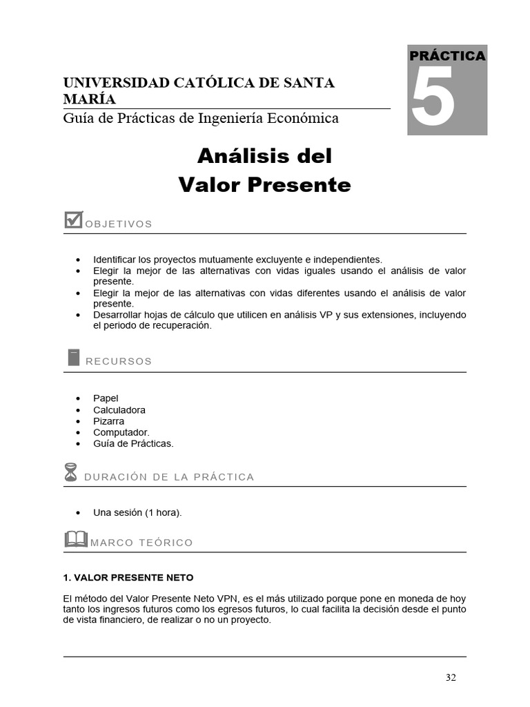 Guia 5 | PDF | Valor presente neto | Economias