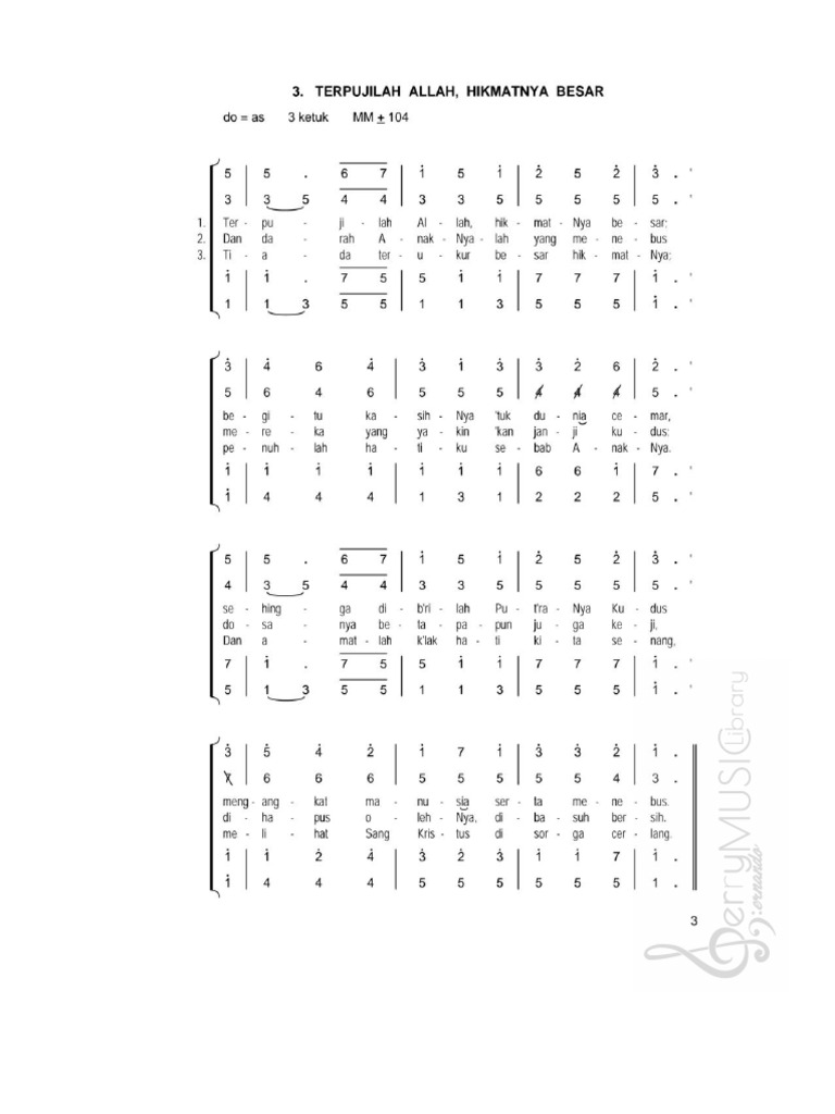 NKB 3 - Terpujilah Allah, Hikmat-Nya Besar | PDF