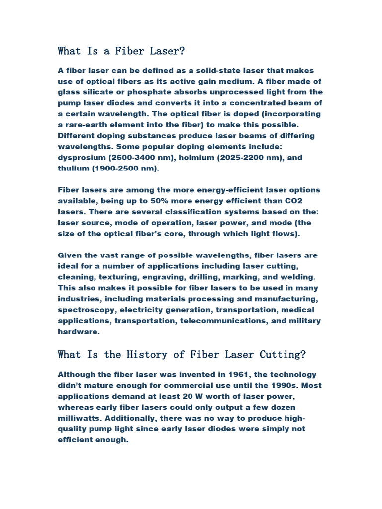Fiber Laser Manual | PDF | Laser | Optical Fiber