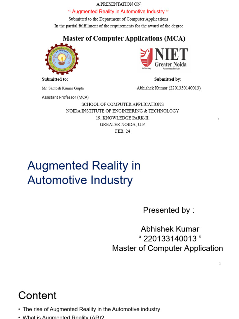 Augmented Reality in Automotive Industry | PDF | Augmented Reality | Computing