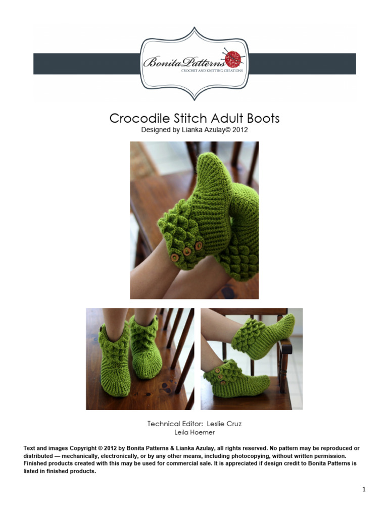 Crocodile Stitch Boots Adult | PDF | Crochet | Yarn