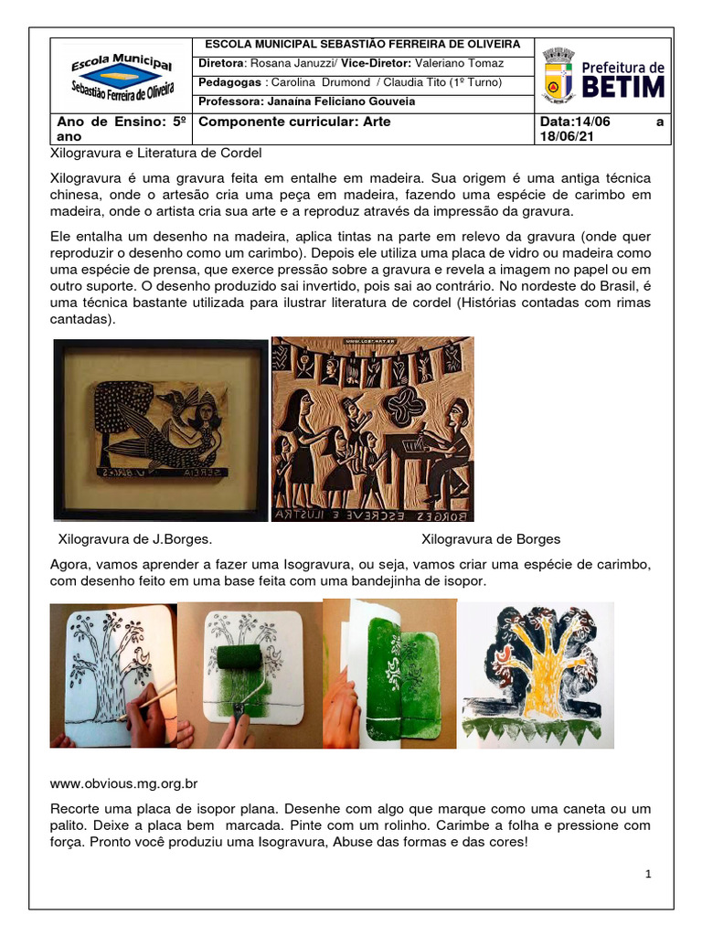ATIVIDADE 10 - ARTE - 5º ANO - 14.06.2021 | PDF