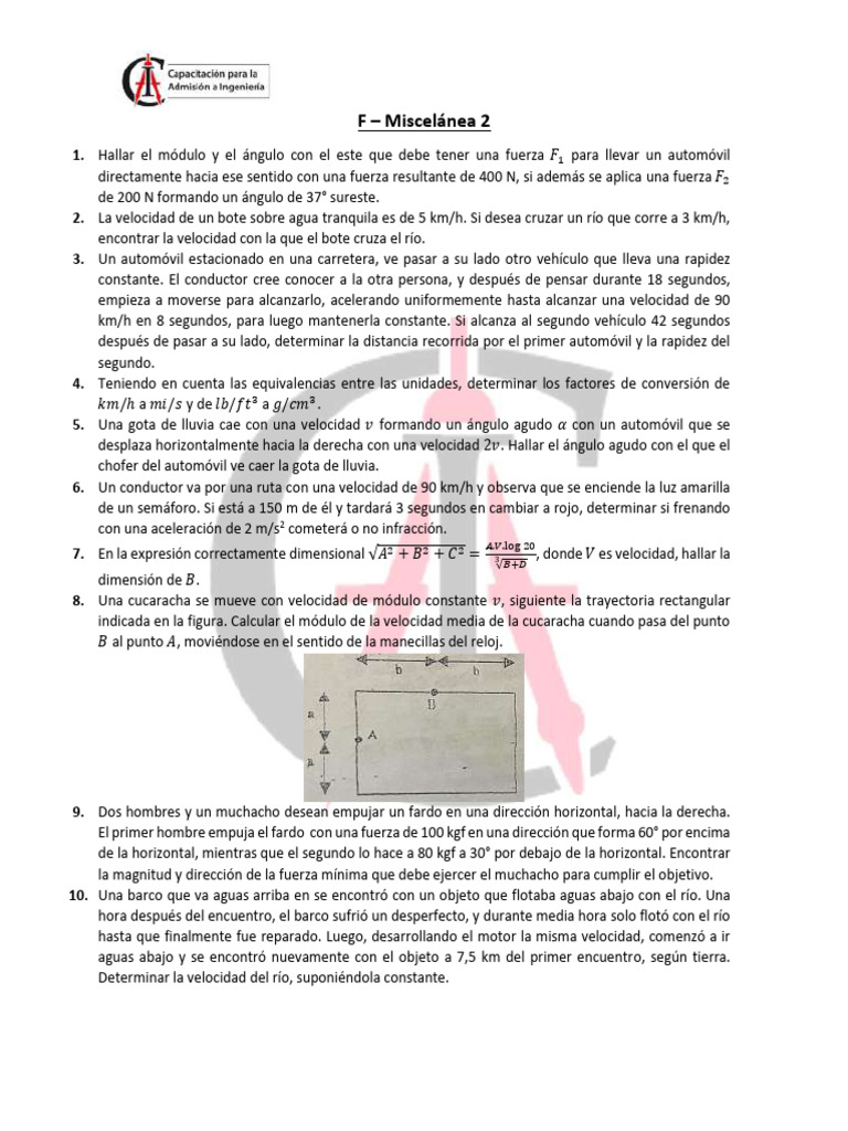F - Miscelánea 2 | PDF | Velocidad | Masa
