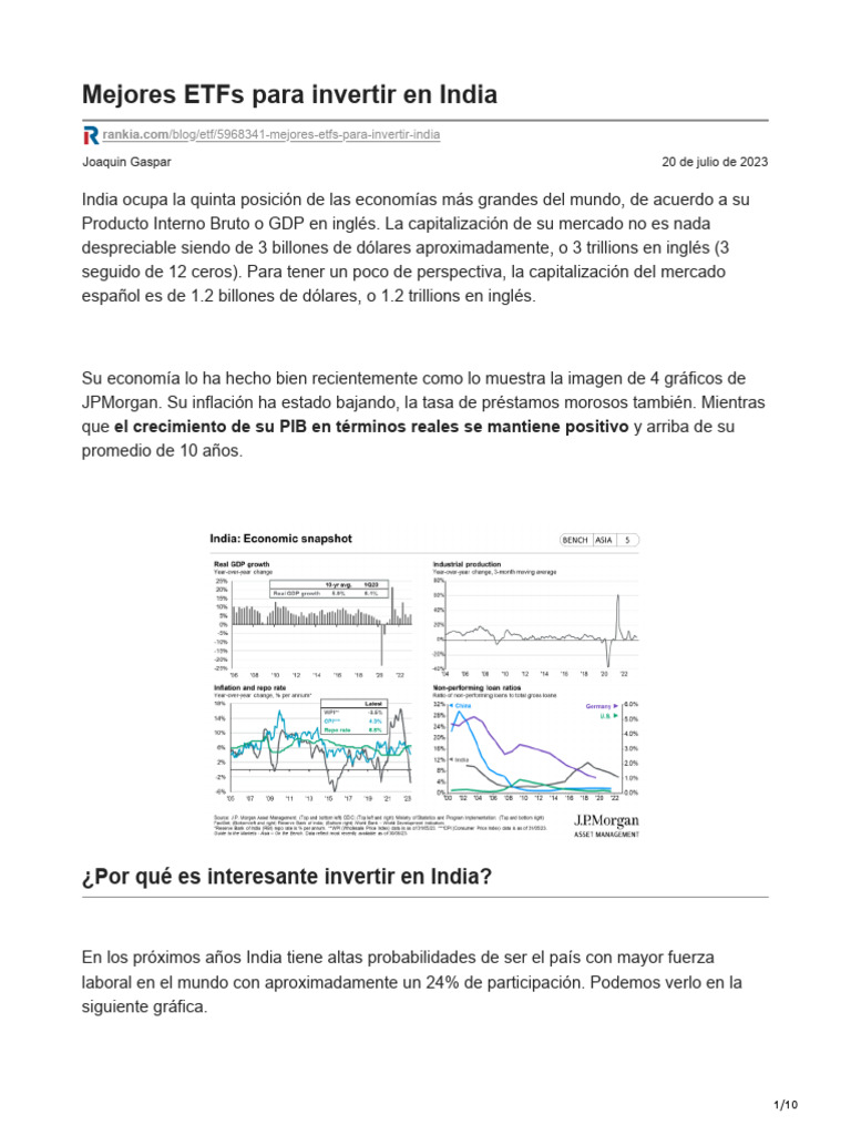 Mejores ETFs para Invertir en India | PDF | Fondo de inversion | Inversiones