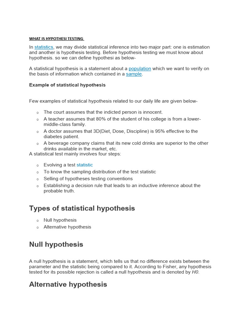Types of Statistical Hypothesis: Statistics | Download Free PDF ...