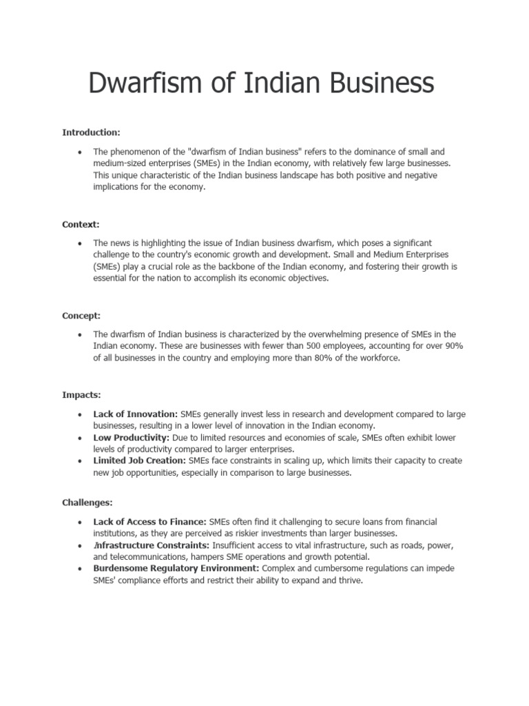 Dwarfism of Indian Business | PDF | Small And Medium Sized Enterprises ...