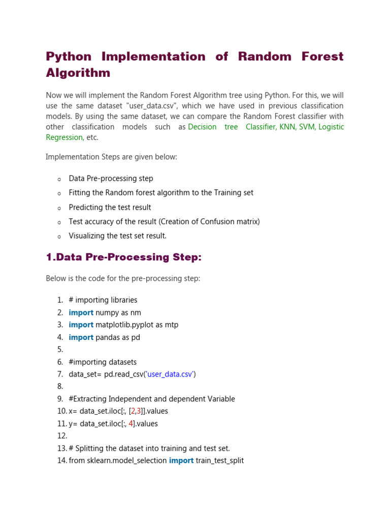 Python Implementation Of Random Forest Algorithm Pdf Applied 9483