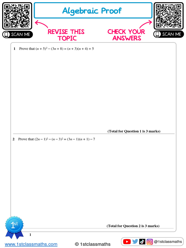 Algebraic Proof Edexcel | Download Free PDF | Mathematical Proof | Numbers