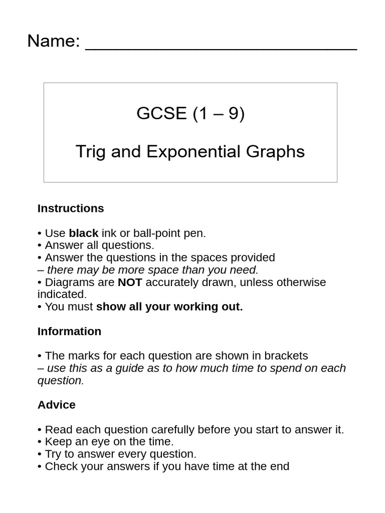 7-trig-and-exponential-graphs | PDF | Trigonometric Functions | Equations