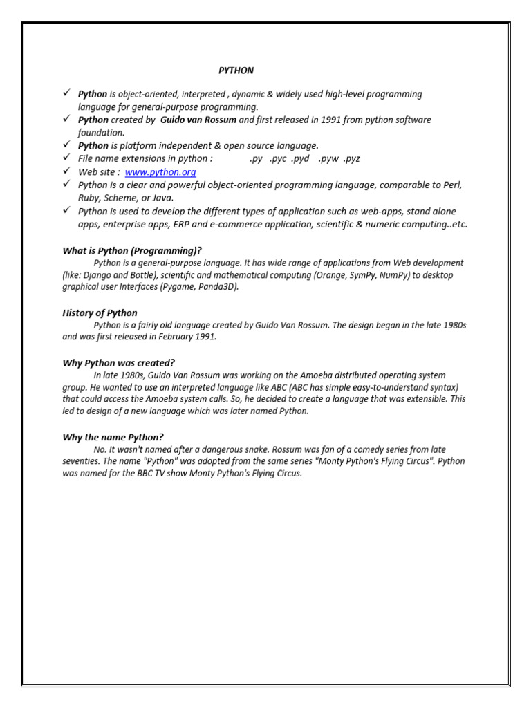 Python Material (1) | PDF | Python (Programming Language) | Software ... Python Material (1) | PDF | Python (Programming Language) | Software ...