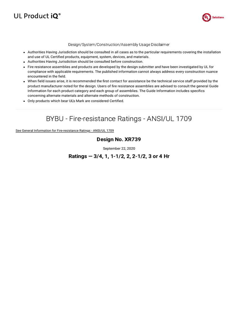 Bybu - xr739 - Ul Product Iq | PDF | Building Engineering | Materials
