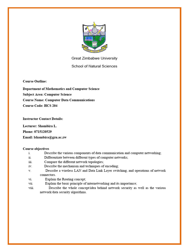 HCS 212 Course Outline | Download Free PDF | Computer Network ...