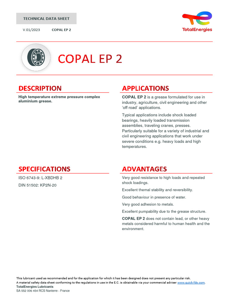 TDS - TOTALEnergies - COPAL EP 2 - 0YJ - 202307 - EN | PDF | Mechanical ...