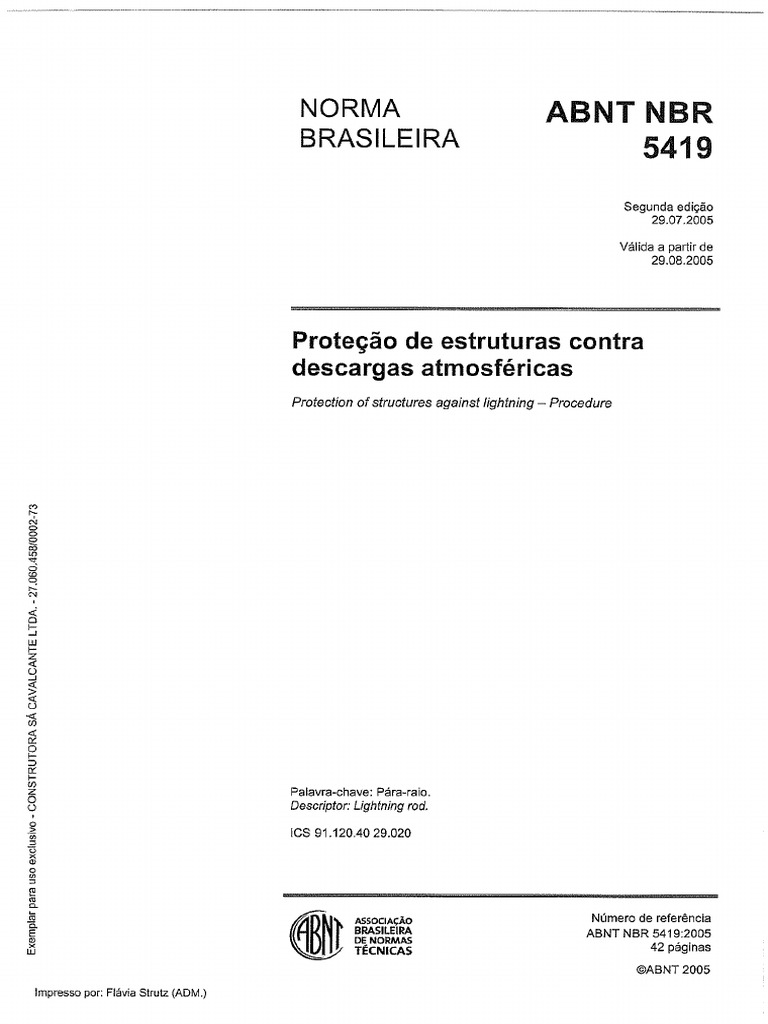 NBR 5419 - Proteção de Estruturas Contra Descargas Atmosféricas | PDF