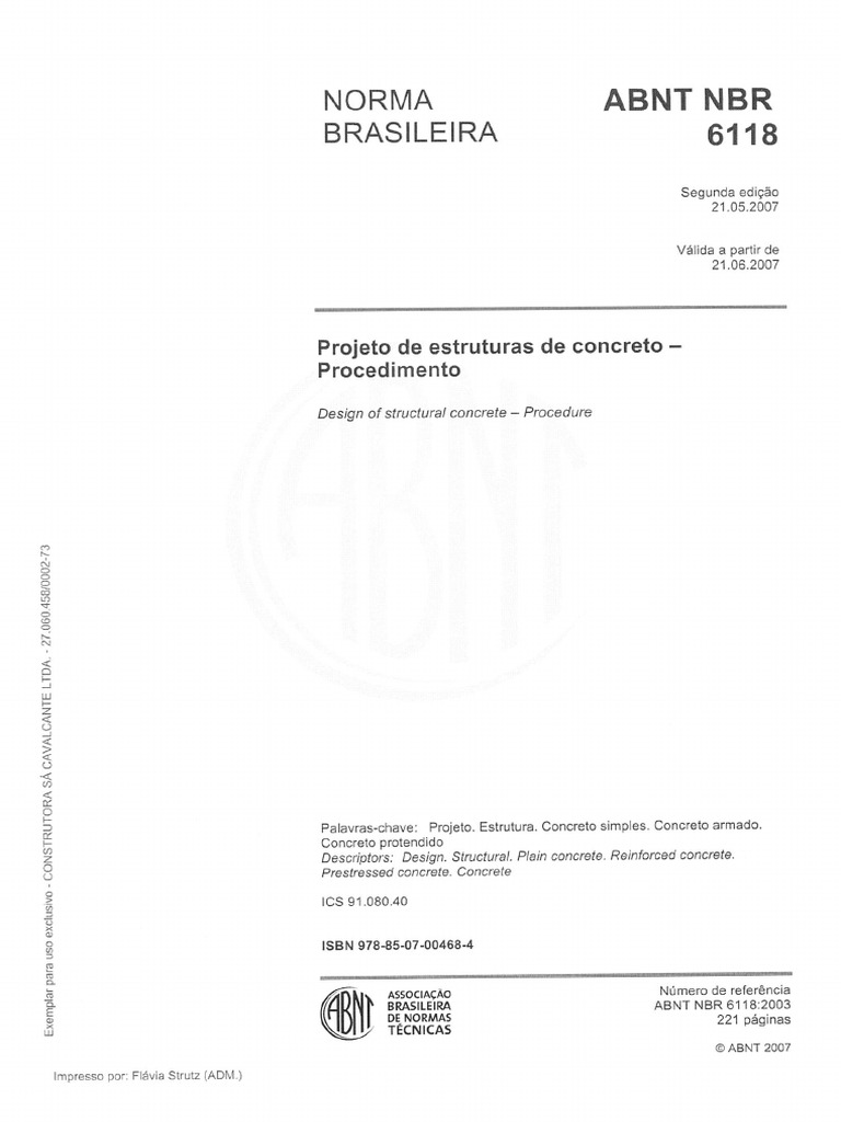 NBR 6118 - Projeto de Estruturas de Concreto - Procedimento | PDF