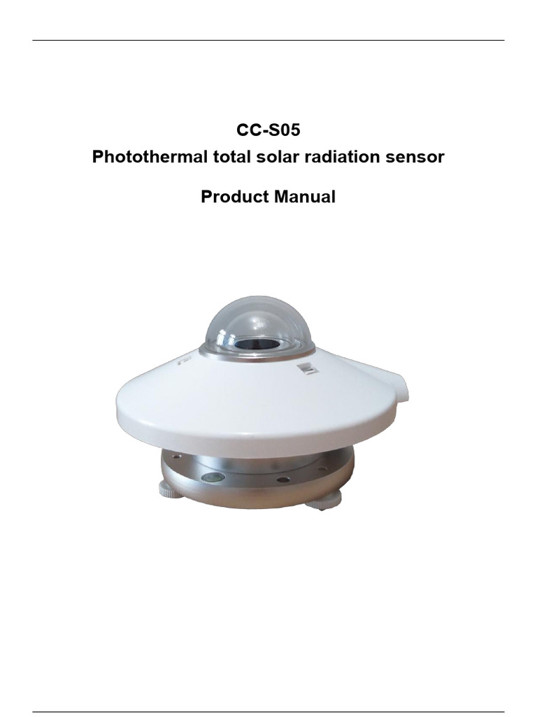 CC-S05 Photothermal Total Solar Radiation Sensor | PDF