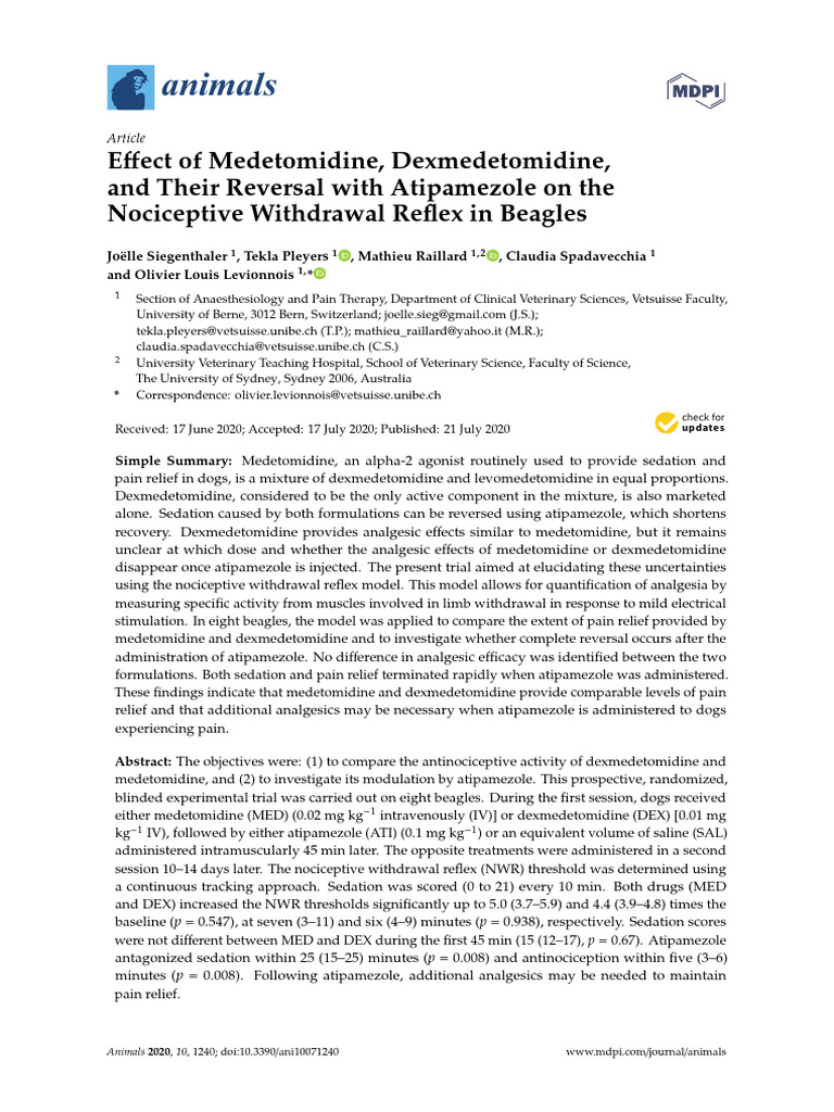 PUBL. (Dex) - Medet. Atipam. NWR Dogs | PDF | Analgesic | Electromyography
