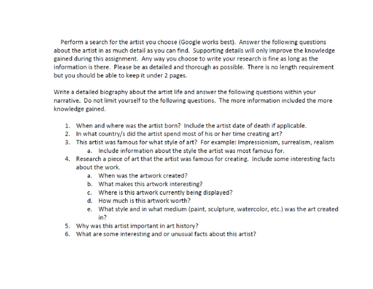 Art Movement Artist Research | PDF