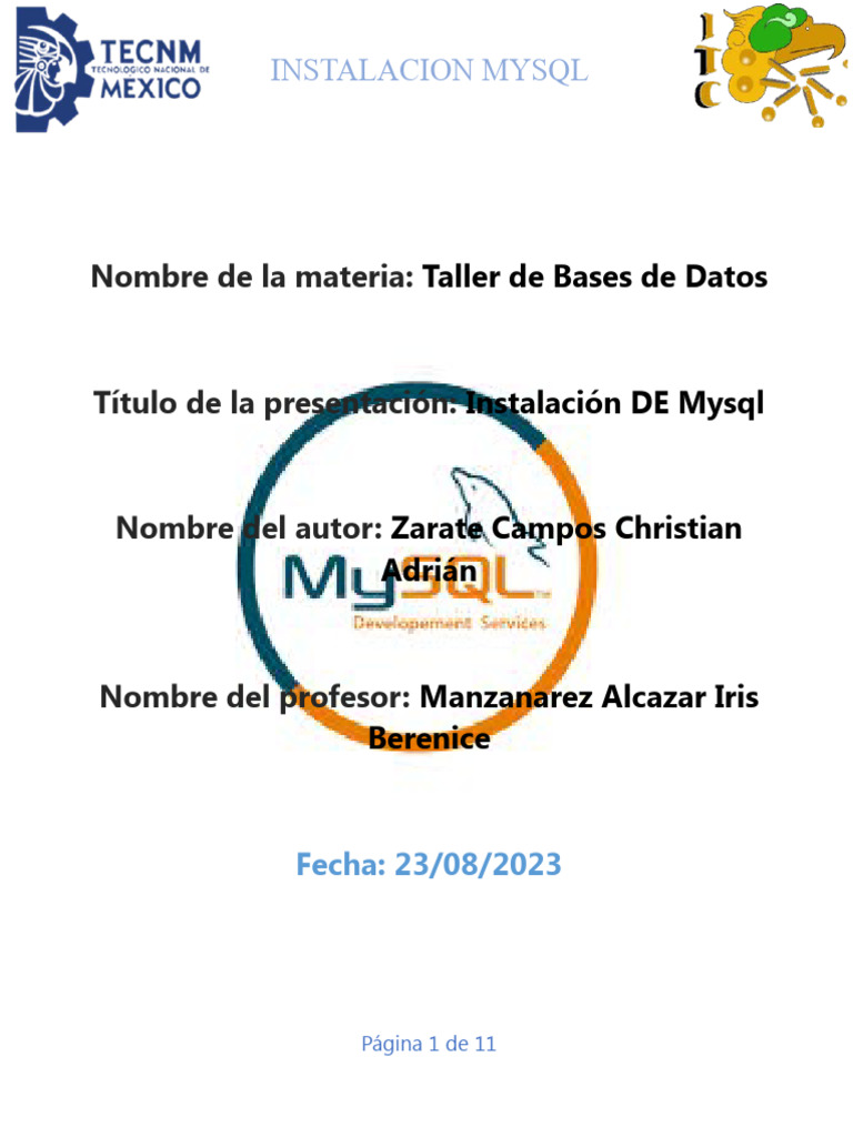 Instalacion Mysql | PDF | Mi sql | Gestión de datos