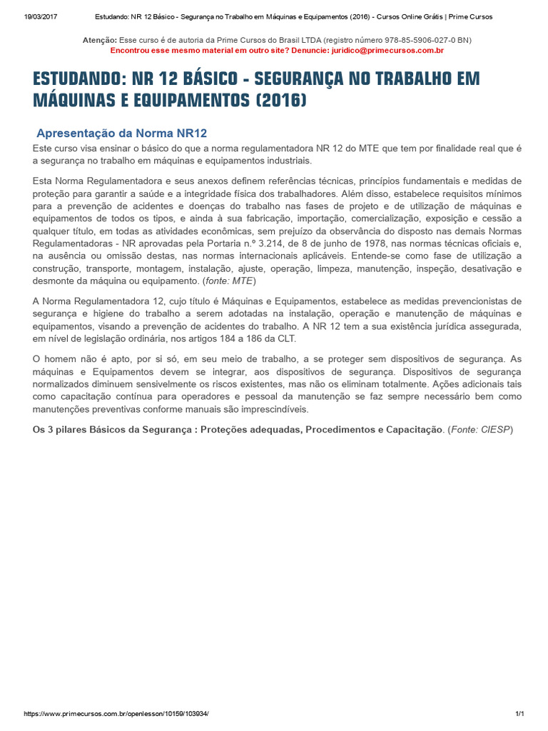 NR 12: Segurança em Máquinas e Equipamentos | PDF | Segurança e saúde ...