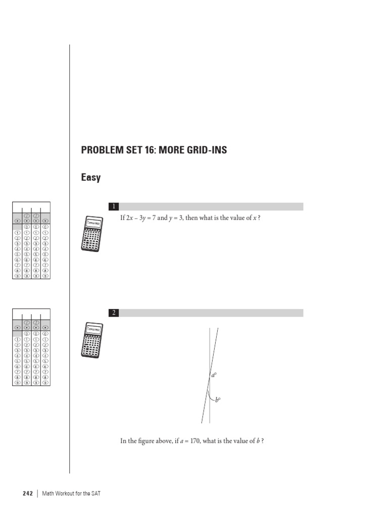 SAT Math Problem Set 16 | PDF | Circle | Sat