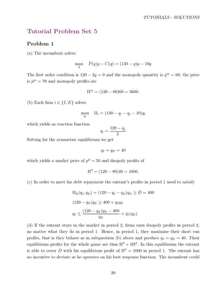 Duopoly and Monopoly Profit Analysis | PDF | Profit (Economics ...
