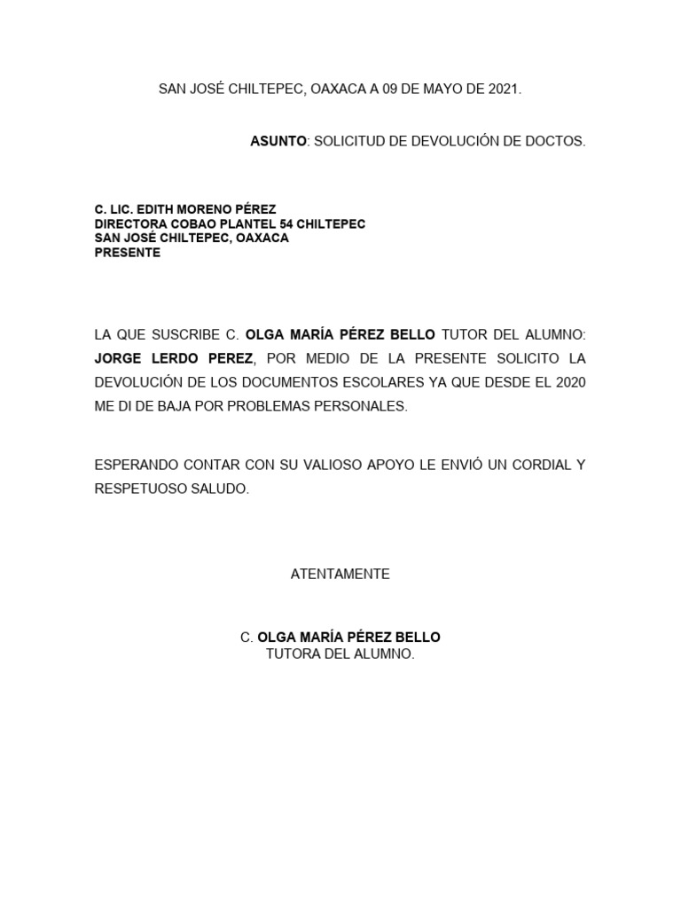 Cobao Devolucion de Doctos | PDF